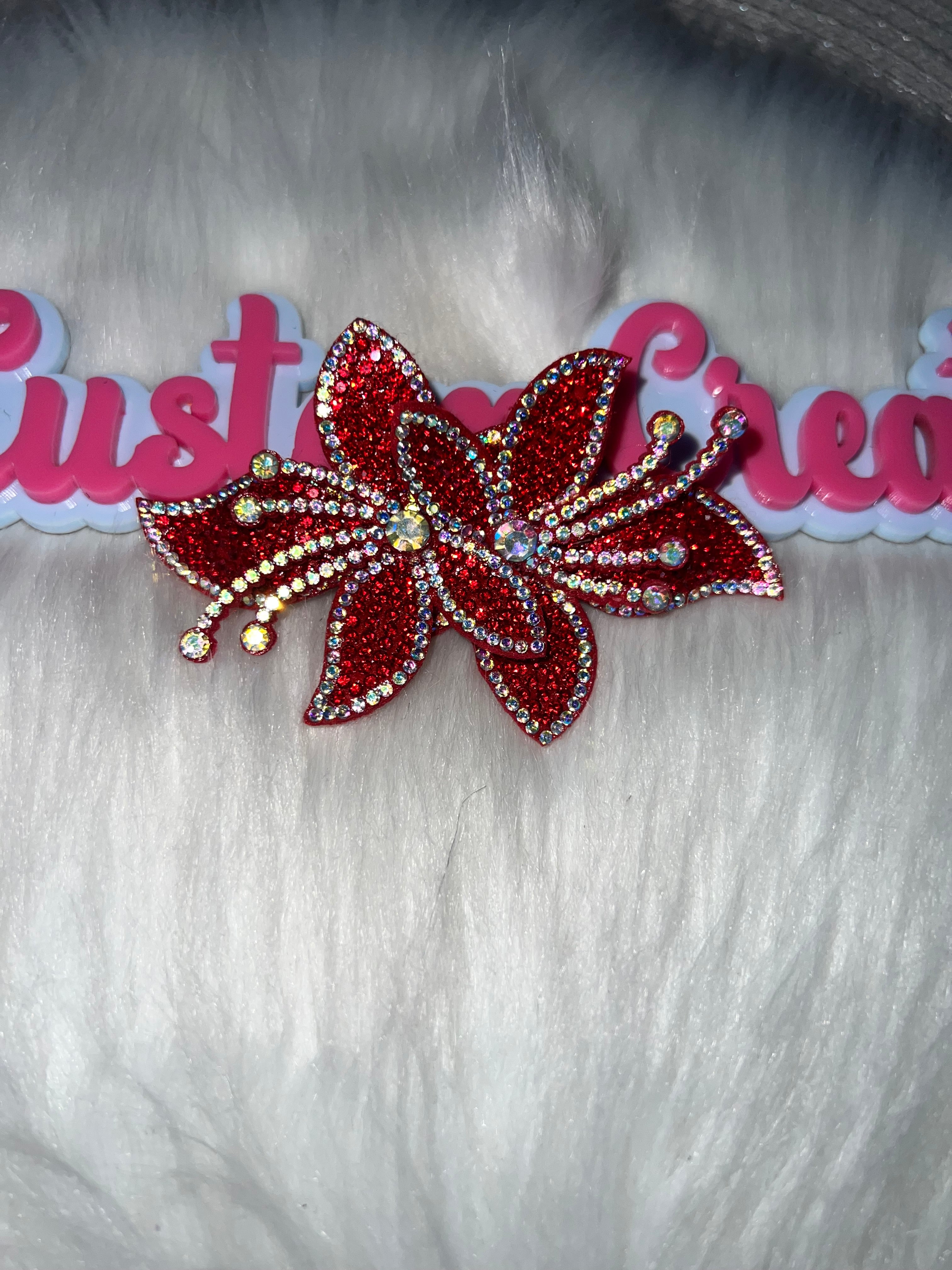 ️ Red 3D Rhinestone Flower Patch – DT’s Custom Creations