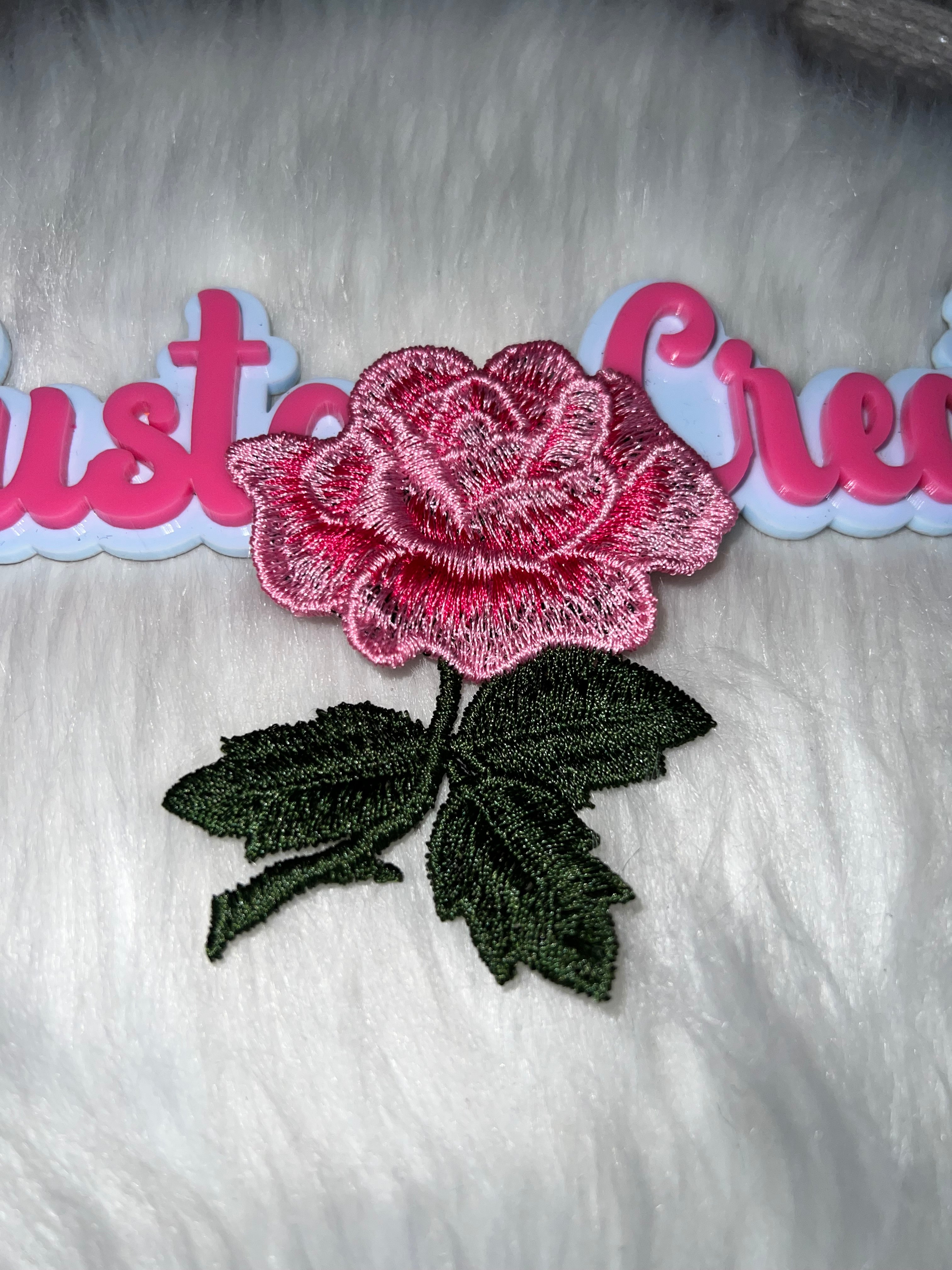 💕 Pink Rose Iron-On Patch – DT’s Custom Creations